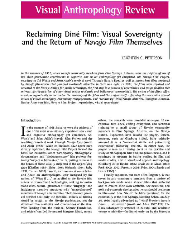 (PDF) Reclaiming Diné Film: Visual Sovereignty and the Return of ...