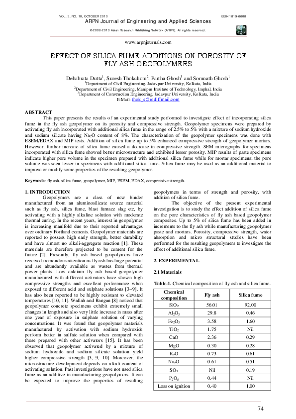 (PDF) Effect of silica fume additions on porosity of fly ash geopolymers