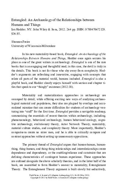 (PDF) Review of - Entangled: An Archaeology of the Relationships ...