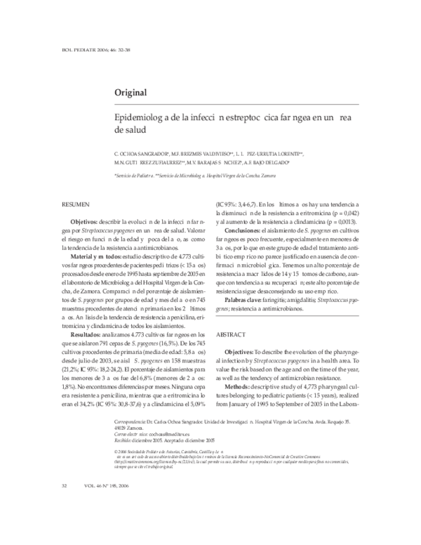 (PDF) Epidemiología de la infección estreptocócica faríngea en un área ...