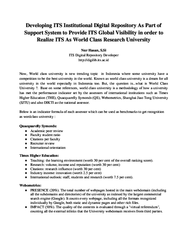 (PDF) DEVELOPING ITS INSTITUTIONAL DIGITAL REPOSITORY AS A PART OF ...