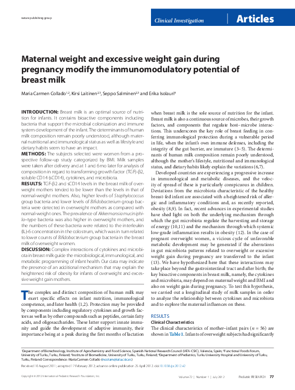 (PDF) Maternal weight and excessive weight gain during pregnancy modify ...