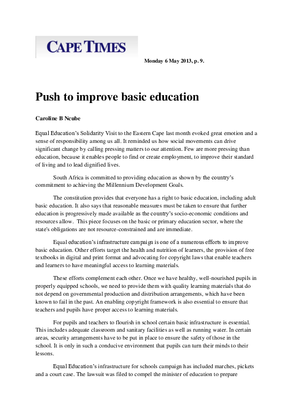 (PDF) Push to improve basic education