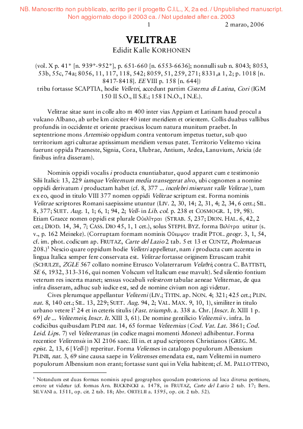 (PDF) Velitrae