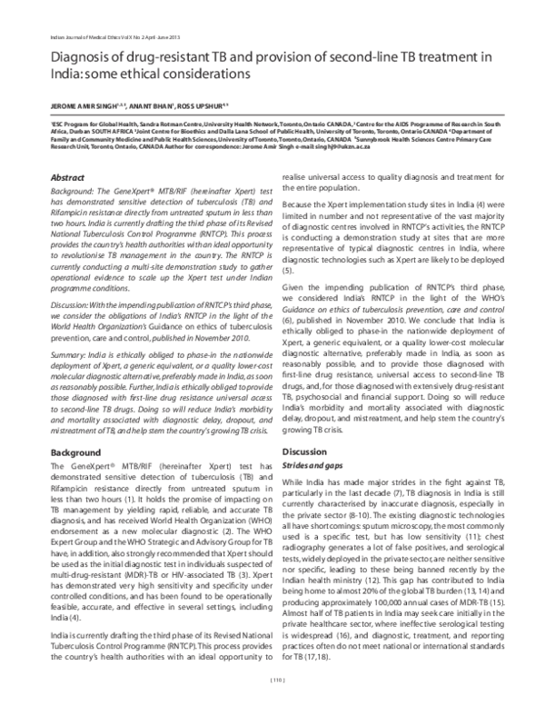 (PDF) Diagnosis of drug-resistant TB and provision of second-line TB ...