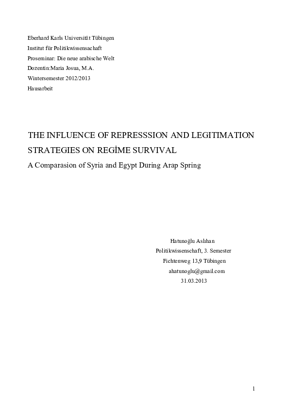 (DOC) The Influence of Repression and Legitimation Strategies on Regime ...