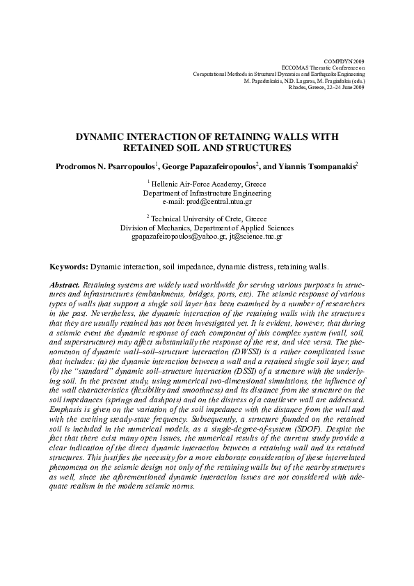 (PDF) Dynamic interaction of retaining walls with retained soil and ...