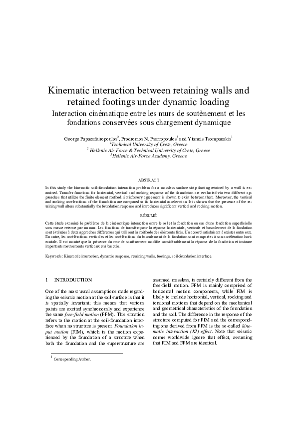 (PDF) Kinematic interaction between retaining walls and retained ...