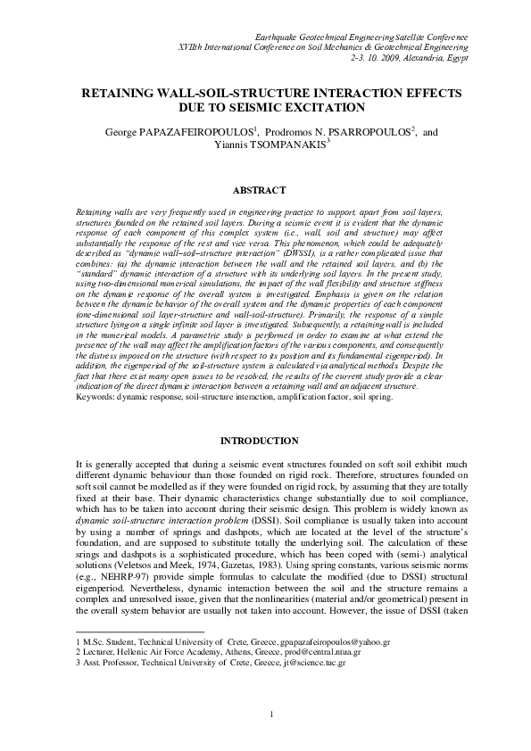 (PDF) Retaining wall-soil-structure interaction effects due to seismic ...
