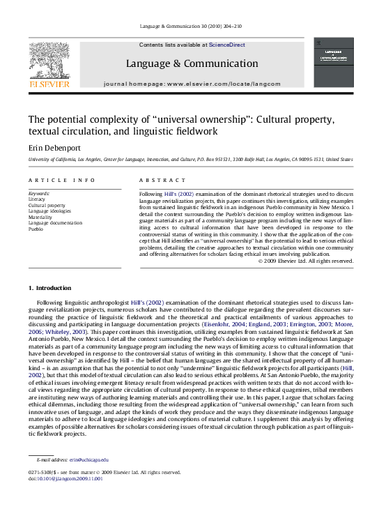 (PDF) “The Potential Complexity of ‘Universal Ownership’: Cultural ...