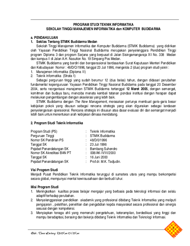 (PDF) Sekilas Tentang Program Studi S1- Teknik Informatika STMIK Budi Darma