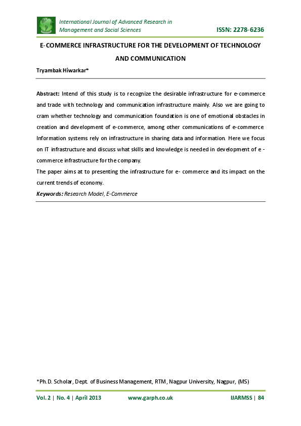 (PDF) E-COMMERCE INFRASTRUCTURE FOR THE DEVELOPMENT OF TECHNOLOGY AND ...