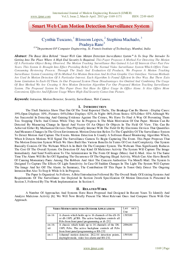 (PDF) Smart Web Cam Motion Detection Surveillance System