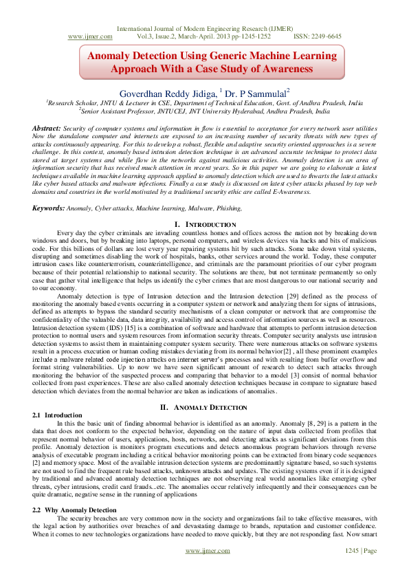 (PDF) Anomaly Detection Using Generic Machine Learning Approach With a ...