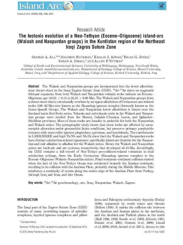 (PDF) The tectonic evolution of a Neo-Tethyan (Eocene–Oligocene) island ...