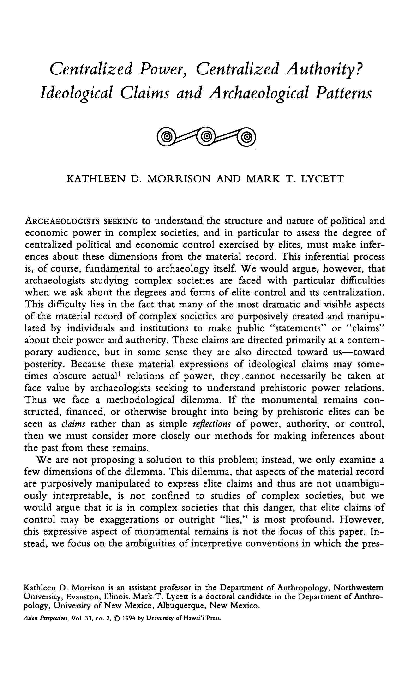 (PDF) Centralized Power, Centralized Authority? Ideological Claims and ...