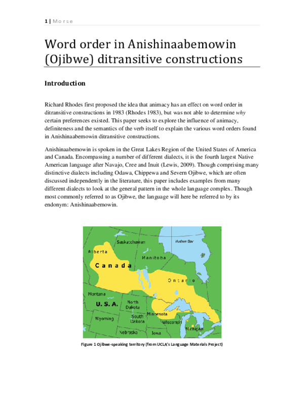 (PDF) Word Order in Anishinaabemowin Ditransitives