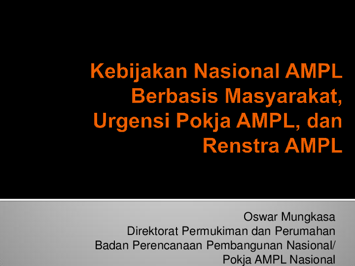 (PPT) Kebijakan Nasional Air Minum dan Penyehatan Lingkungan Berbasis ...