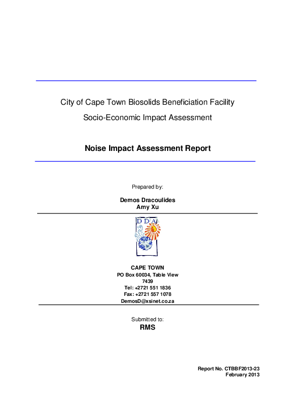 (PDF) Noise Impact Assessment Report