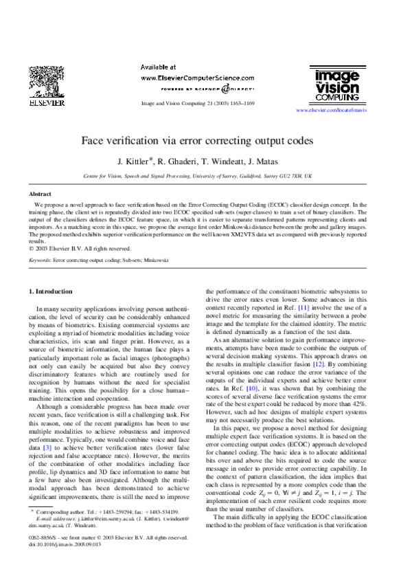 Face verification via error correcting output codes