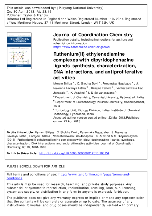 (PDF) Ruthenium (II) ethylenediamine complexes with dipyridophenazine ligands: Synthesis ...