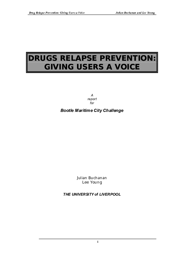 (DOC) RESEARCH REPORT: Drugs Relapse Prevention: Giving users a voice