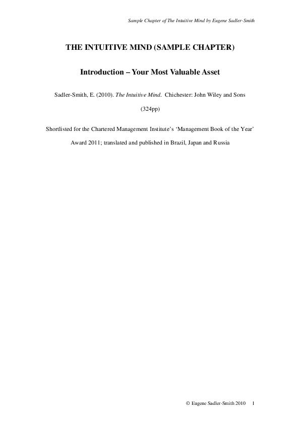 (PDF) The Intuitive Mind - Sample Chapter