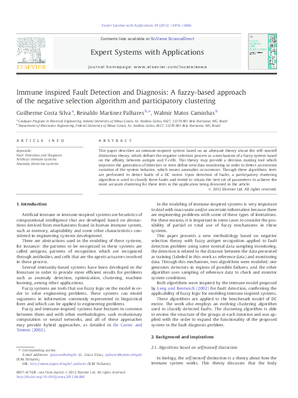 (PDF) Immune inspired Fault Detection and Diagnosis: A fuzzy-based approach of the negative ...