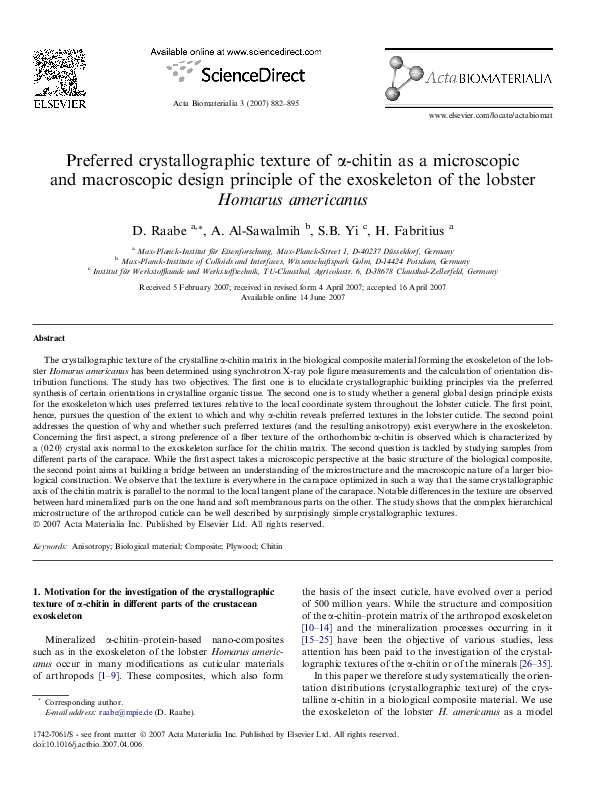 (PDF) Preferred crystallographic texture of a-chitin as a microscopic ...