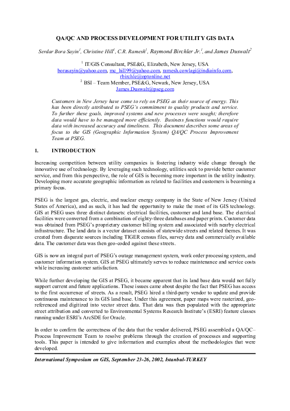 Pdf Qa Qc And Process Development For Utility Gis Data