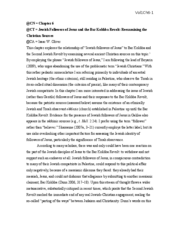 (DOC) Jewish Followers of Jesus and the Bar Kokhba Revolt: Re-examining ...