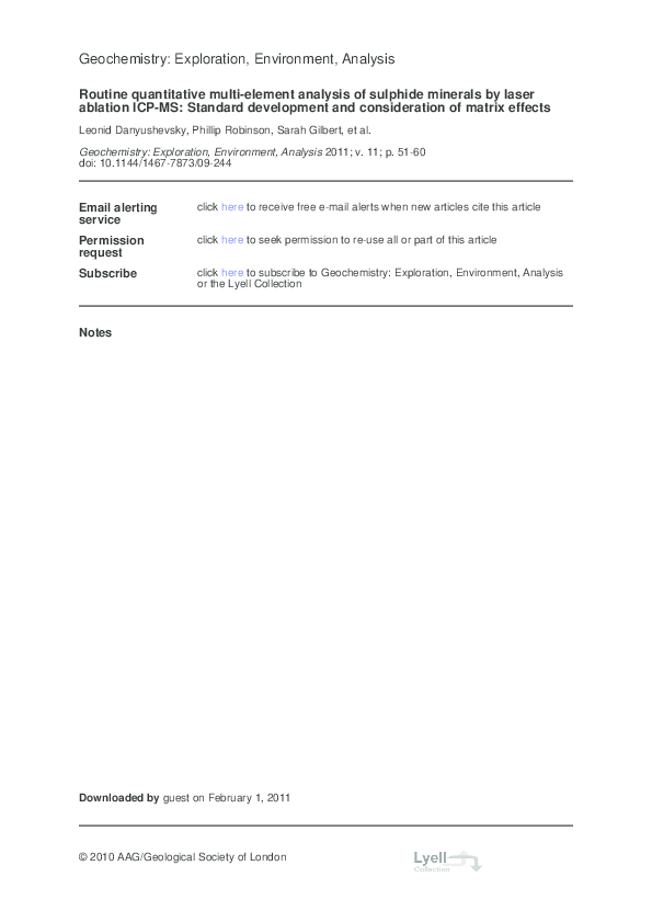 (PDF) Routine quantitative multi-element analysis of sulphide minerals by laser ablation ICP-MS ...
