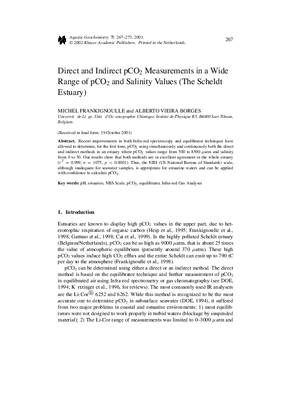 (PDF) Direct and Indirect pCO2 Measurements in a Wide Range of pCO2 and ...
