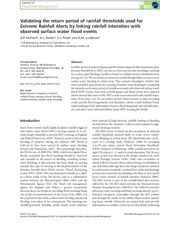 (PDF) Validating the return period of rainfall thresholds used for ...