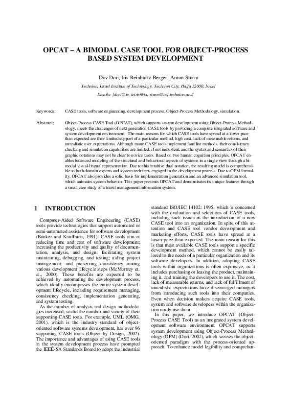 (PDF) OPCAT-a bimodal CASE tool for object-process based system development