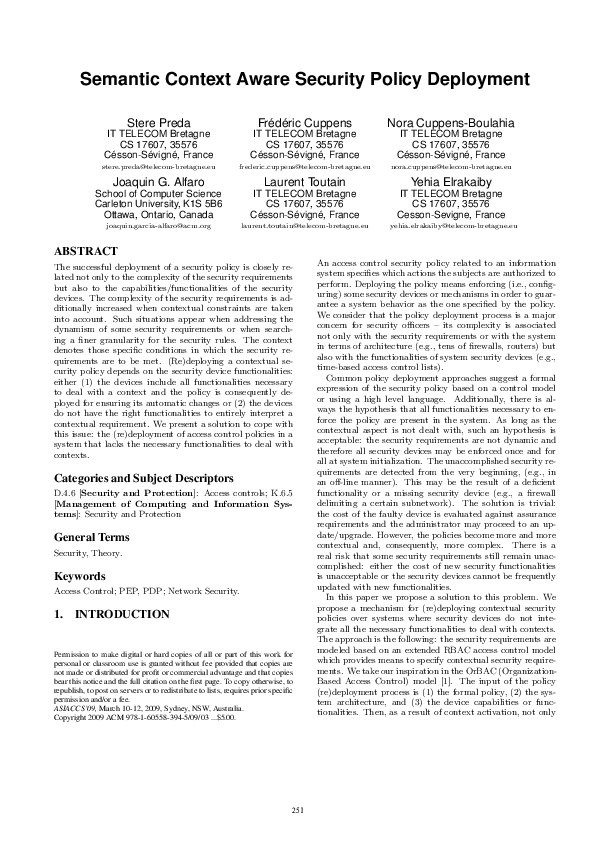 Pdf Semantic Context Aware Security Policy Deployment