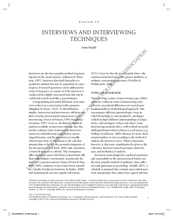(PDF) Madill, A. (2012). Interviews and interviewing techniques (pp ...