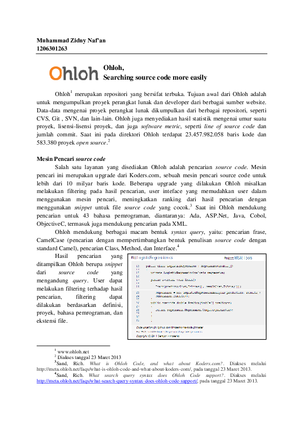 (PDF) Ohloh; Searching Source Code More Easily