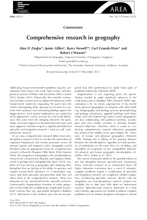 (PDF) Comprehensive Research in Geography