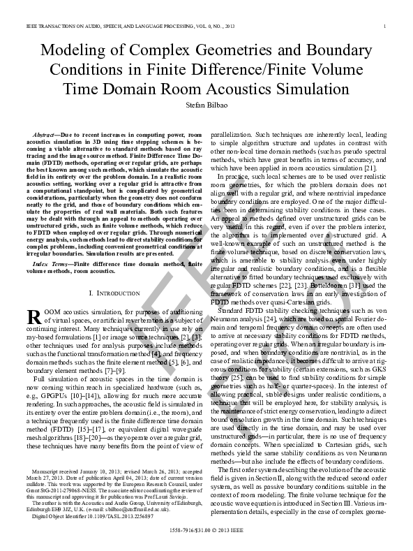 (PDF) Modeling of Complex Geometries and Boundary Conditions in Finite Difference/Finite Volume ...