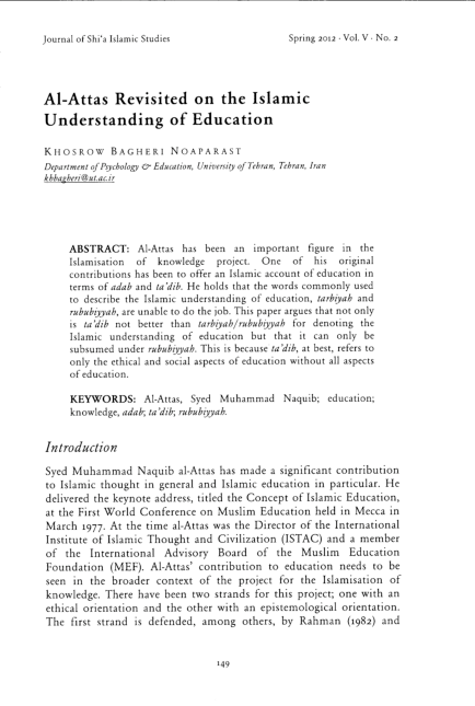 (PDF) Al-Attas Revisited on the Islamic Understanding of Education