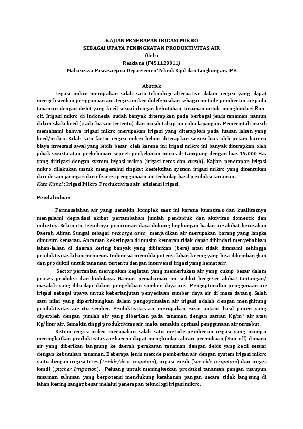 (PDF) Kajian Penerapan Sistem Irigasi Mikro sebagai Upaya dalam ...