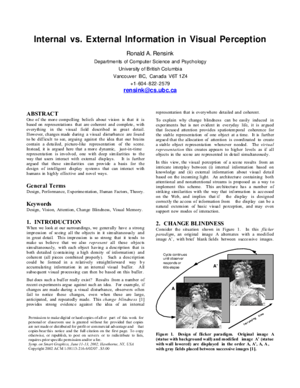 (PDF) Internal vs. external information in visual perception