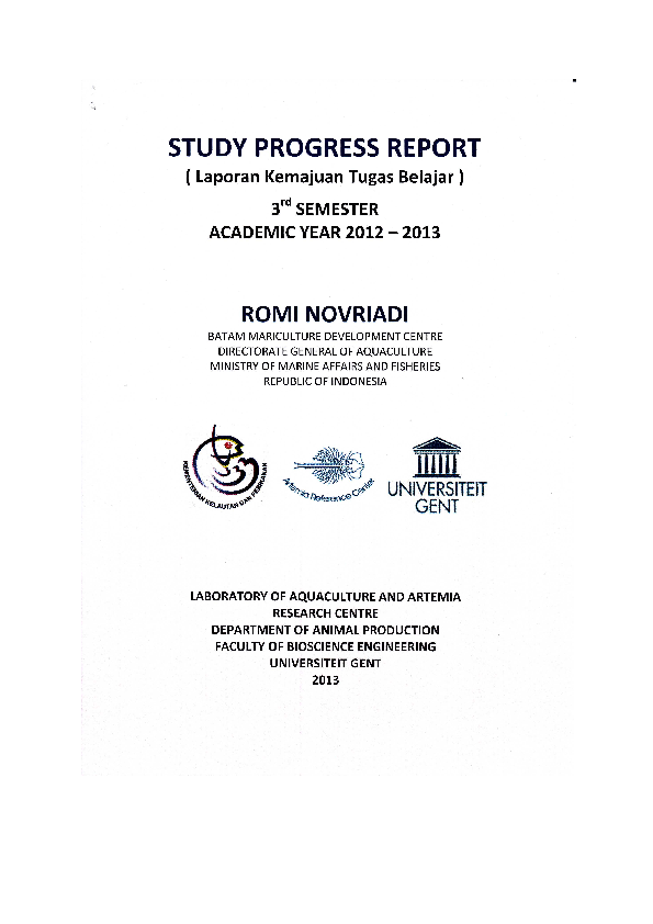 (PDF) Laporan Tugas Belajar Luar Negeri Romi Novriadi-Universiteit Gent, Belgia
