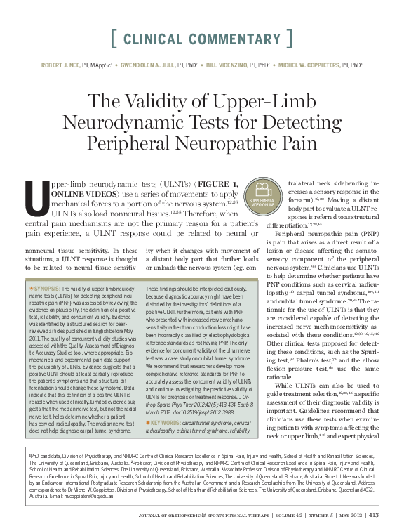 (PDF) The validity of upper-limb neurodynamic tests for detecting ...