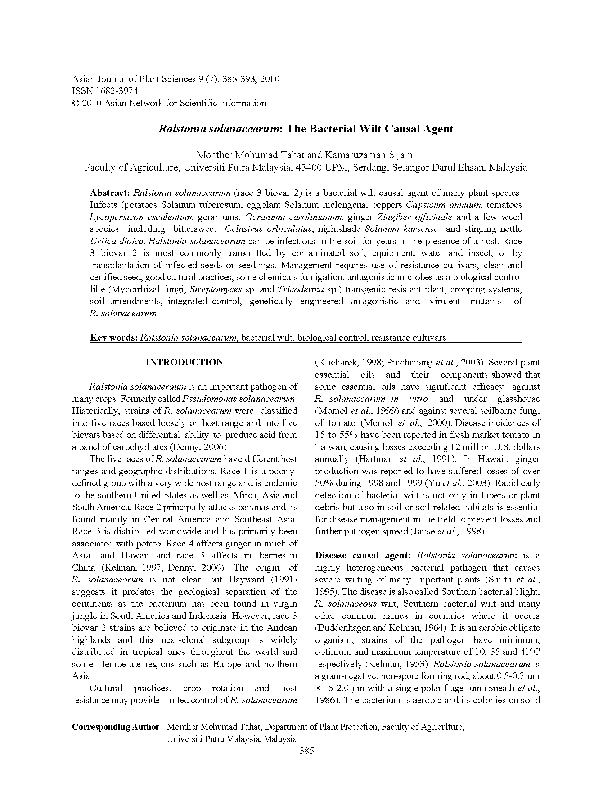(PDF) Ralstonia solanacearum: The Bacterial Wilt Causal Agent