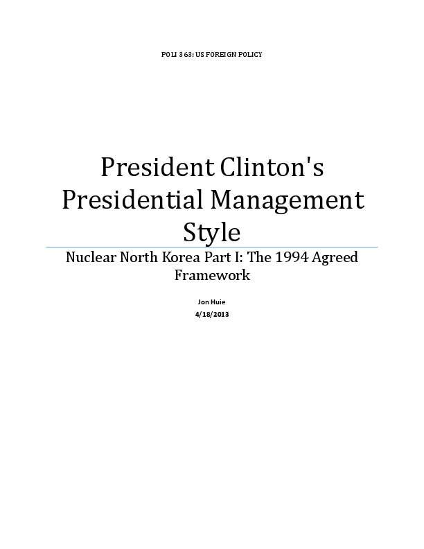 (DOC) President Clinton's Presidential Management Style: The 1994 ...