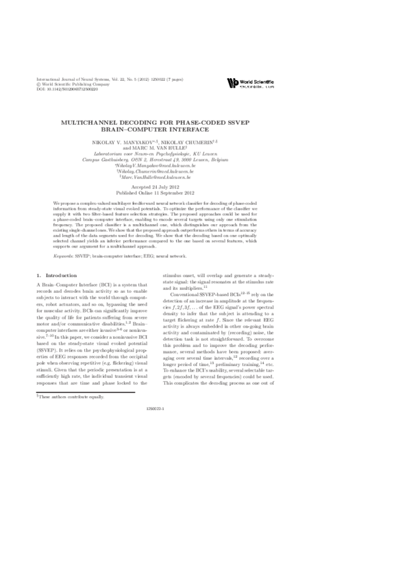 (PDF) Multichannel Decoding for Phase-Coded SSVEP Brain–Computer Interface