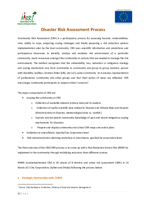 (PDF) Community Risk Assessment and Financing for DRR