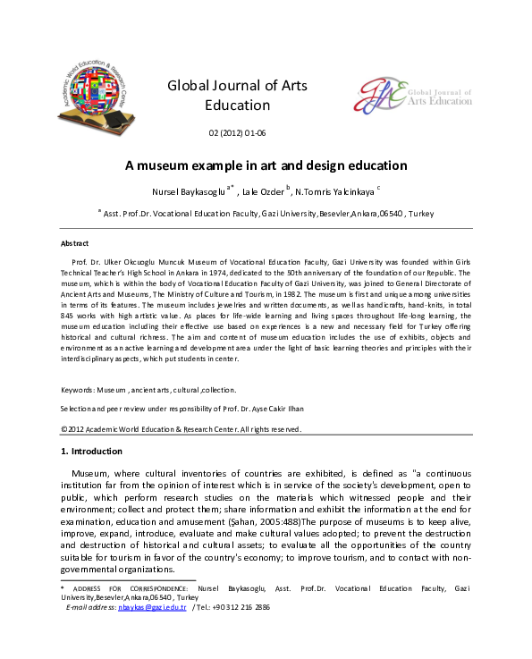 (PDF) A Museum Example in Art and Design Education